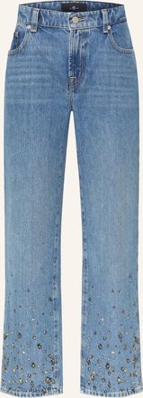 7 For All Mankind Straight Jeans Calie Mit Schmucksteinen blau