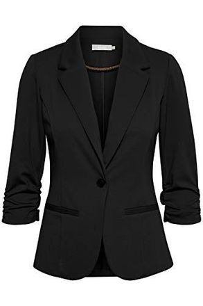Fransa FRZablazer Blazer court pour femme avec manches plissées stretch avec poches, Noir (60096), XXL