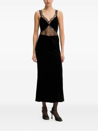 Never Fully Dressed Midikleid mit Spitzeneinsatz - Schwarz