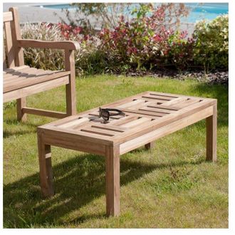 Macabane Macabane - fun - Table basse de jardin rectangulaire 100x50cm en bois Teck