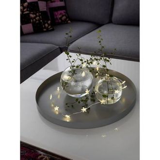 Konstsmide LED Dekolicherkette, 20 transparente Sterne, mit an/aus Schalter, mit Funkeleffekt, 20 warm wei&szlig;e Dioden, batteriebetrieben, Innen, transparenter Drah