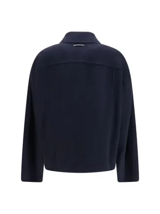 Marni Womens Wool Jacket With Logo Embroidery Ultramarine Fleece Ovis Aries