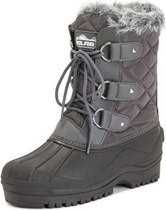 Polar Femmes Short Neige Hiver Tactique Imperm&eacute;able Promeneur Mi-Mollet En Marchant Bottes - Gris - UK7/EU40 - YC0367