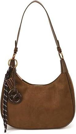 Generic Garhomtur Sac &agrave; bandouli&egrave;re en daim synth&eacute;tique pour femme, sac &agrave; bandouli&egrave;re avec pendentif, sac &agrave; main vintage en forme de croissant pour voyage, sh