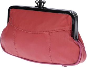 Christian Wippermann Portefeuille en cuir véritable avec fermeture à clip pour homme et femme, corail, 17 x 10 x 2-4 cm