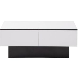 Need SOGES Table basse universelle pour salon, haute brillance, avec table escamotable et rangement (blanc)