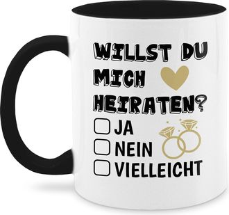 Shirtracer Tasse Tassen 325ml - Hochzeit - Willst du mich heiraten - Ja Nein Vielleicht schwarz - 325 ml - Schwarz - mit frage willst hochzeitsgeschenk heirat ho