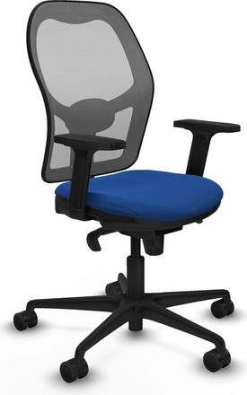 Piqueras y Crespo B&uuml;rostuhl mit 2D-Armen, h&ouml;henverstellbare Lendenwirbelst&uuml;tze, mit 5 Positionen und injiziertem Schaumstoff, Grau/Blau