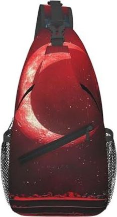 Generic Sac &agrave; bandouli&egrave;re de style gothique croissant de rose noire pour homme, sac &agrave; dos de randonn&eacute;e