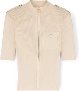 Motivi Femme, Pulls, Beige, Taille: 36 FR Cardigan c&ocirc;tel&eacute; avec &eacute;paulettes