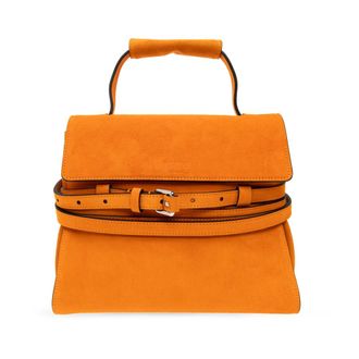 Moschino Sac &agrave; main en daim avec logo - Femme - Sacs - Orange - Taille: ONE Size