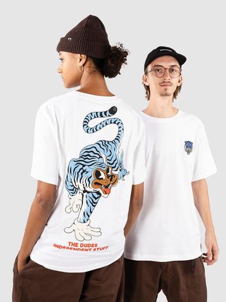 THE DUDES Tiger Bear Blue T-Shirt blanc