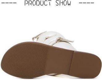 BESPORTBLE Ipetboom Sandales Romaines Plates d&Eacute;t&eacute; pour Femmes Semelle Plate Confortable Bride &agrave; Boucle Ajustable Orn&eacute;es de Cristaux Dor&eacute;s Taille 39 pour Plage et