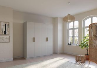 Rauch Orange home24 Drehtürenschrank Skandi 180cm Grau/Seidengrau ohne Spiegeltür/-en