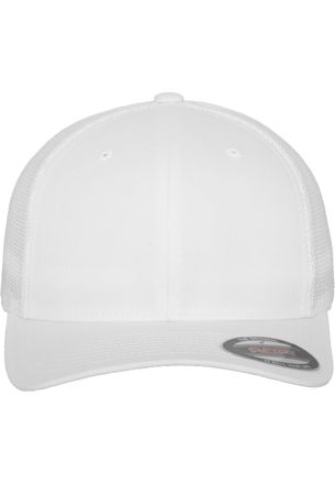 Flexfit Unisex Mesh Trucker M&uuml;tze, Wei&szlig;,S/M