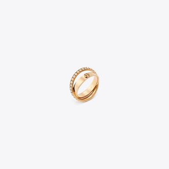 Tory Burch Damen Icon Doppelring mit Pav&eacute;