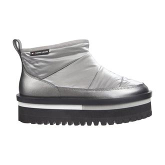 Tommy Jeans Silberne Flatform Stiefeletten f&uuml;r Frauen - - Shoes - Damen - Grau - 40 EU