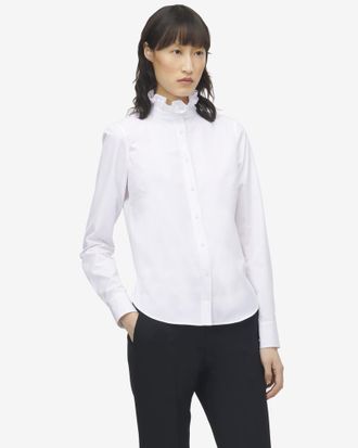 Alexander McQueen Hemd aus Popeline mit R&uuml;schen am Kragen - Item 848944QAABT9000