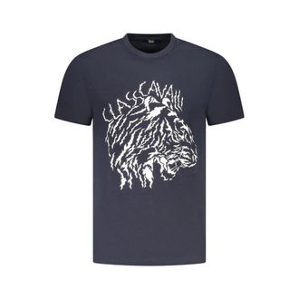 Cavalli Blaues Tiger Grafik T-Shirt - - Tops - Herren - Blau - M