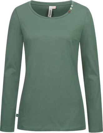 Ragwear Damen Longsleeve Fllorah Long GOTS Langarmshirt mit Zierknöpfen 2511-25001 Baltic (5033) XXL