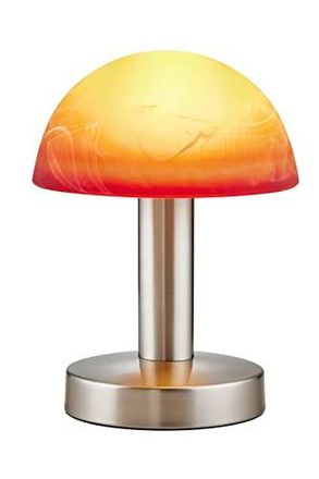 Trio Leuchten LED Tischleuchte Fynn II 599110118, Metall Nickel matt, Glas alabasterfarbig orange/rot, inkl. 1x E14 4.9 Watt LED, Touch-Me-Funktion (4-fach schaltba