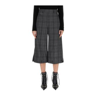 Balenciaga High-Waisted Plaid Cropped Wide-Leg Hosen - - Trousers - Damen - Grau - S