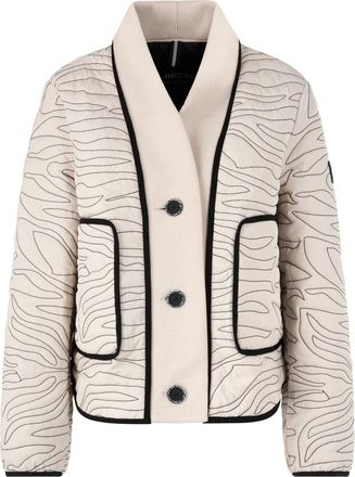 Marc Cain Femme, Vestes, Blanc, Taille: 44 FR Kurze Steppjacke mit Strick-Detail
