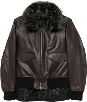sacai veste en cuir 2 en 1 - Marron