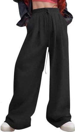 Generic Pantalon Jogging Femme avec Poches et Taille Elastique Pantalon de Jogging Taille Haute Oversize Baggy Femme Elegant D&eacute;contract&eacute; Pantalons Chaud Autom