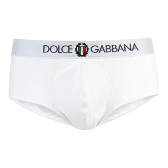 Dolce & Gabbana Logo Elastische Baumwoll-Slips - - Underwear - Herren - Wei&szlig; - 2XL