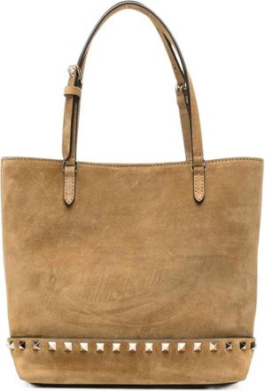 Valentino Garavani Rockstud Small Leather Tote - Femme - Sacs - Beige - Taille: ONE Size