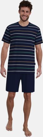 G&ouml;tzburg Shorty G&Ouml;TZBURG, Herren, Gr. 48, blau, Single Jersey, Obermaterial: 60% Baumwolle, 40% Polyester, bequem kurz, Rundhals, gerader Abschluss, Homewear-S