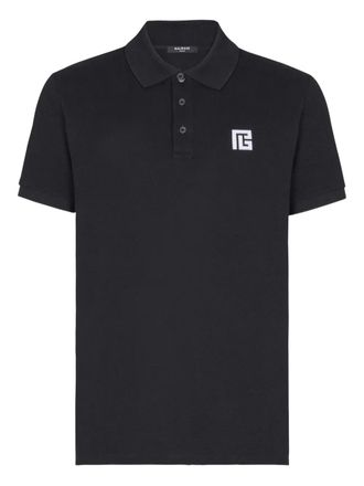 Balmain Embroidered Cotton Polo - Schwarz