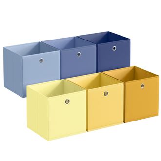Songmics Aufbewahrungsbox, 6er Set, Ordnungsboxen, geruchsneutral, Faltbox, 33 x 33 x 33 cm, Stoffbox, f&uuml;r W&uuml;rfelregal, Organizer bunt, Aufbewahrungskorb, f&uuml;r 