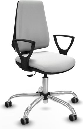 Piqueras y Crespo Elche wei&szlig;er Schreibtischstuhl mit festen Armlehnen, ausgestattet mit Permanentkontakt und Schneidschaum, 65 mm Rollen, Parkett, Wei&szlig;