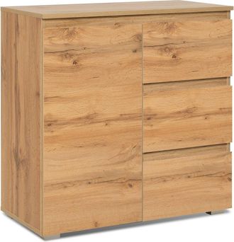 M&ouml;belando Kommode Standschrank Anrichte Highboard Sideboard Schrank Holz Flur Ravenna II Honig-Eiche