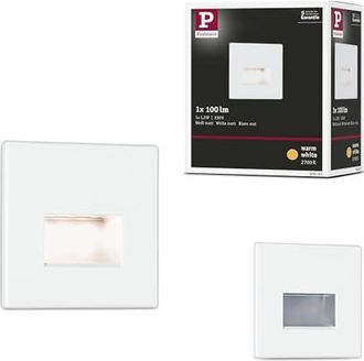 Paulmann Edge Quadro 93093 LED Recessed Wall Light Set 80 x 5 mm 100 lm 230 V Square Including 1 x 1.2 Watt Matt White Plastic 2700 K