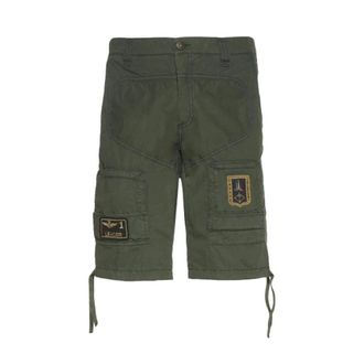 Aeronautica Pilotenstil Baumwollshorts - - Shorts - Herren - Gr&uuml;n - S