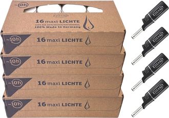 Edzard 64 Stück Maxi Teelichter, Durchmesser 54 mm, weiß, durchsichtige farblose Kunststoffhülle, ohne Duft, Brenndauer 10 Stunden - plus 4 Mini-Stabfeuerzeu