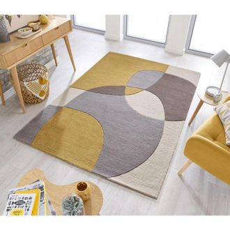 Flair Rugs Flair Rugs - Tapis contemporain courbe pour salon Glow Jaune 160x230