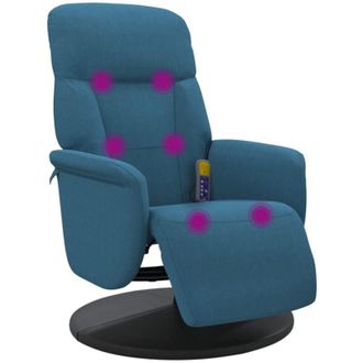 vidaXL Massagesessel mit Fu&szlig;teil Blau Samt Vidaxl