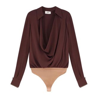 Elisabetta Franchi Draped Neckline Bodysuit - - Tops - Damen - Braun - M