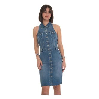 Guess Femme, Robes, Bleu, Taille: 36 FR Denim Dress