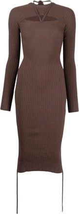 ADĀMO Andrea Adamo Femme, Robes, Brun, Taille: 40 FR Robe Midi en Maille C&ocirc;tel&eacute;e avec D&eacute;coupe