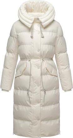 Navahoo Manteau dhiver long pour femme - Manteau matelass&eacute; chaud compos&eacute; dun m&eacute;lange de mat&eacute;riaux tendance et dune grande capuche - Coeur croustillant - 14 XS