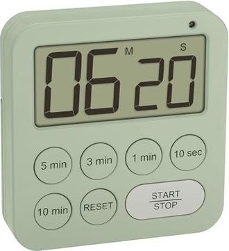 TFA Dostmann Digitaler Timer zum Sport/Küche/Lernen, 38.2056, inklusive Stoppuhr, magnetisch, mit 3 Lautstärke Stufen, Schnellauswahl, großes Display, Visuelles LE