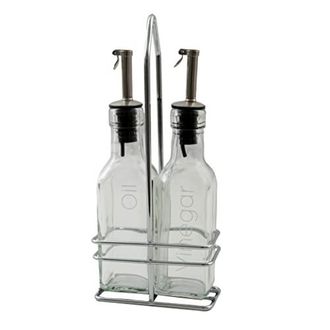 Point-Virgule &Ouml;lflasche, Essig und &Ouml;lflaschen Set mit Ausgie&szlig;er, Glasflaschen mit St&auml;nder, nachf&uuml;llbar, 2 x 150ml