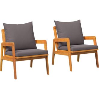 vidaXL Gartenstuhl mit Kissen 2 pcs Braun Massivholz Akazie vidaXL