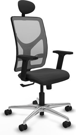 Piqueras y Crespo Hellgrauer Stuhl mit 2D-Armlehnen, h&ouml;henverstellbarer Lendenwirbelst&uuml;tze und festem Kopfteil, ausgestattet mit 3 Positionen und Schneideschaum, Grau/D