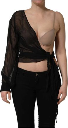 Dolce & Gabbana Femme, Blouses et Chemises, Noir, Taille: 36 FR Haut asym&eacute;trique